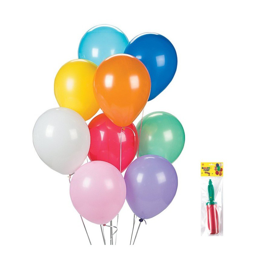 BK Balloon ลูกโป่งกลมสีมุก คละสี ขนาด 10 นิ้ว จำนวน 40 ลูกพร้อมที่สูบลม ...