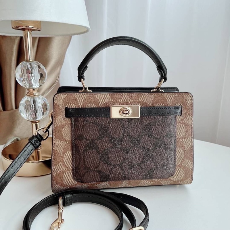 (ผ่อน0%) กระเป๋าสะพายข้าง Coach C8688 Mini Lane Top Handle In Blocked ...