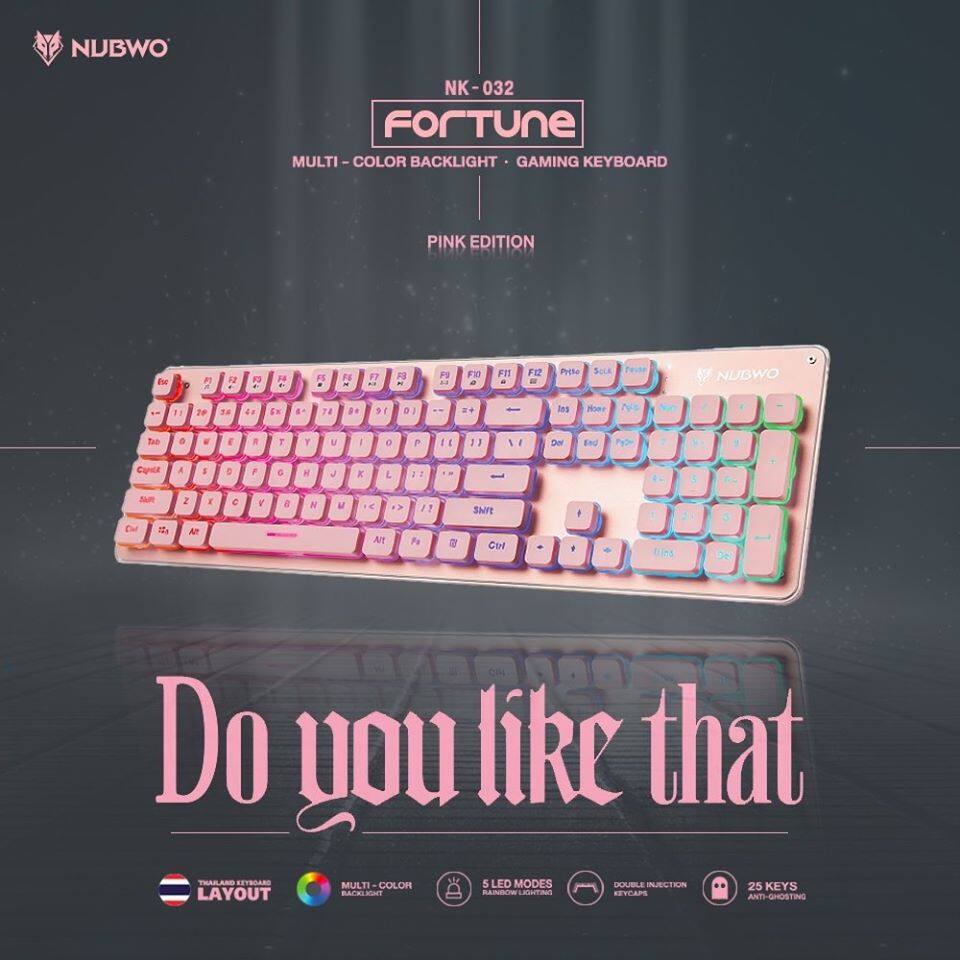 NUBWO NK32 Fortune Pink Edition Gaming Keyboard คีย์บอร์ดเกมมิ่ง - (สีชมพู) TakZ | Shopee Thailand