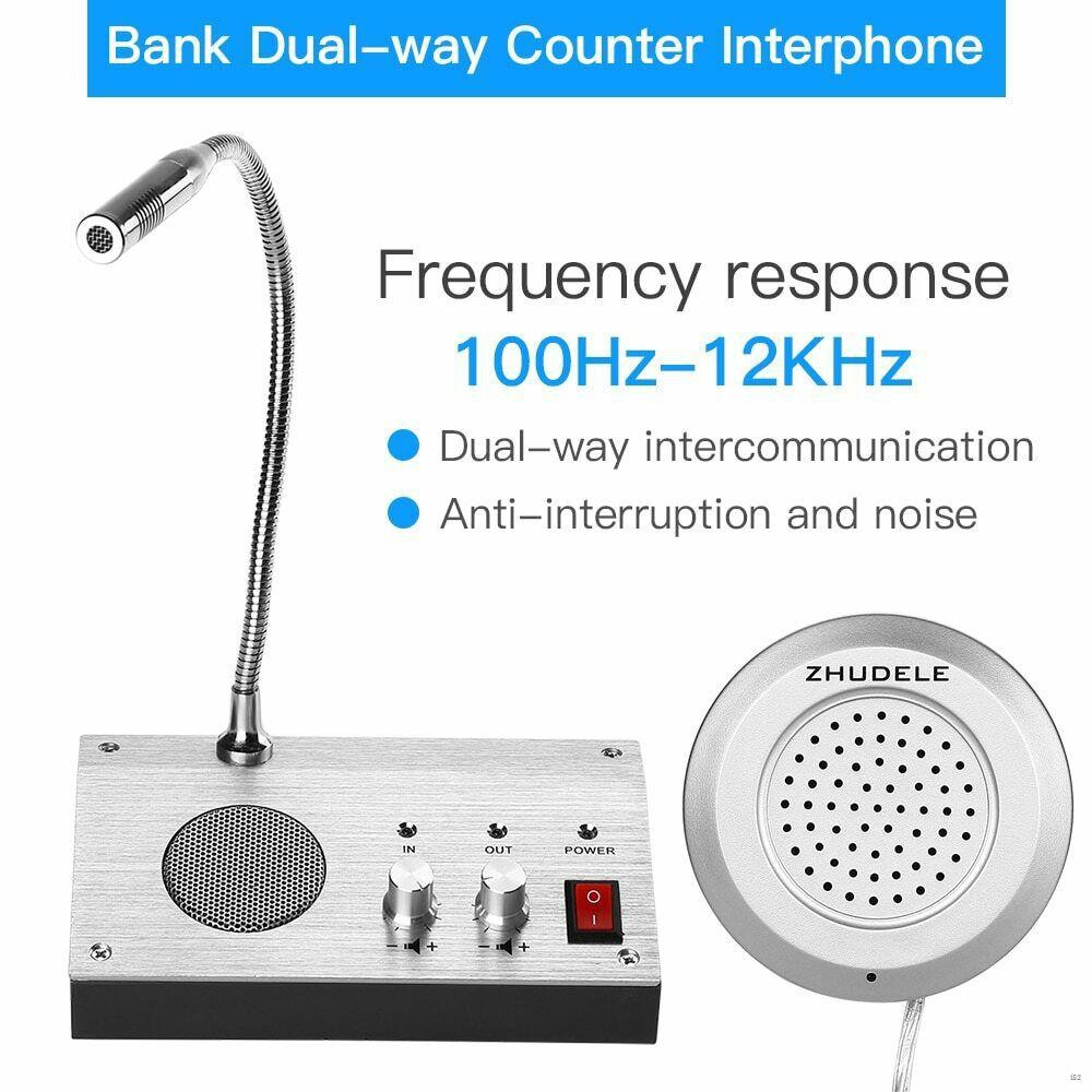 ☄Window Glass Counter Intercom Speaker System Dual-Way Talk Microphone ...