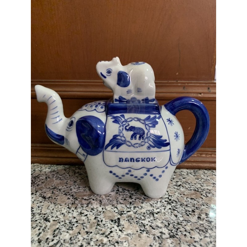 กานำ้ชา Ceramic Blue Elephant Tea Pot | Shopee Thailand