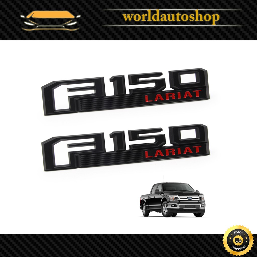 โลโก้ Logo Emblem "F-150 LARIAT" LH RH สี Matte Black + Red All Model ...