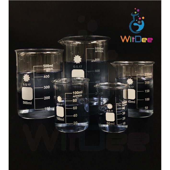 บีกเกอร์แบบแก้ว 50, 100, 250, 500, 1000 ซีซี(Beaker 50,100,250,500 ...