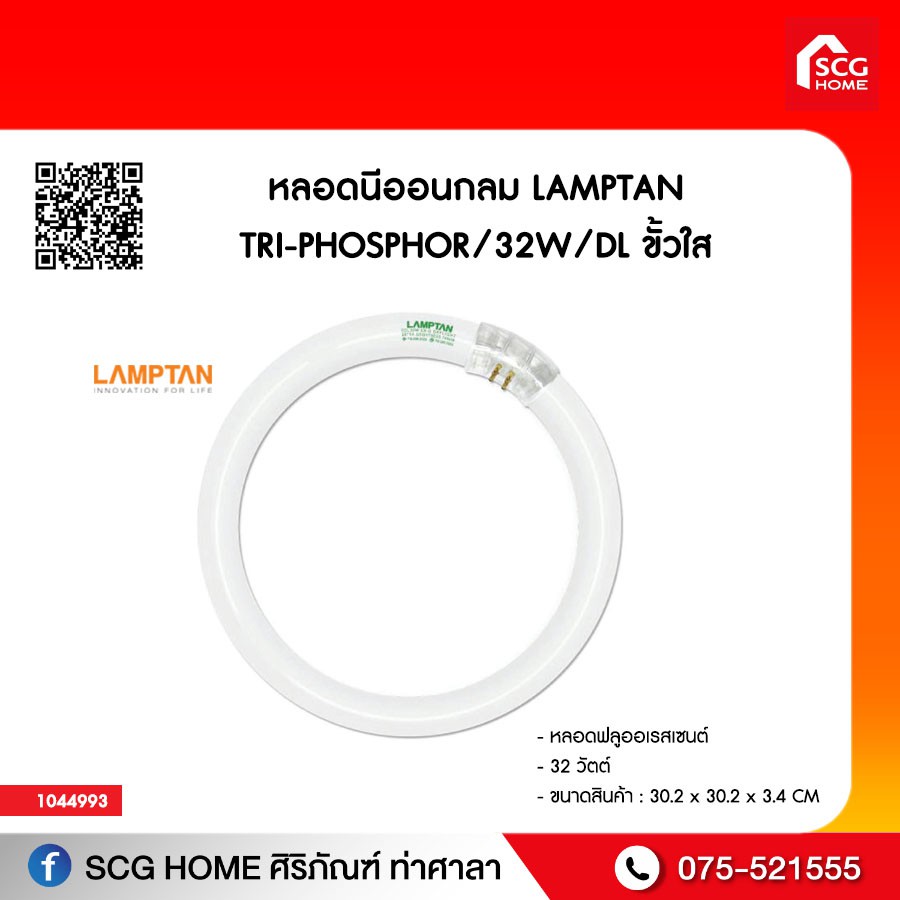 หลอดนีออนกลม LAMPTAN TRI-PHOSPHOR/32W/DL ขั้วใส | Shopee Thailand