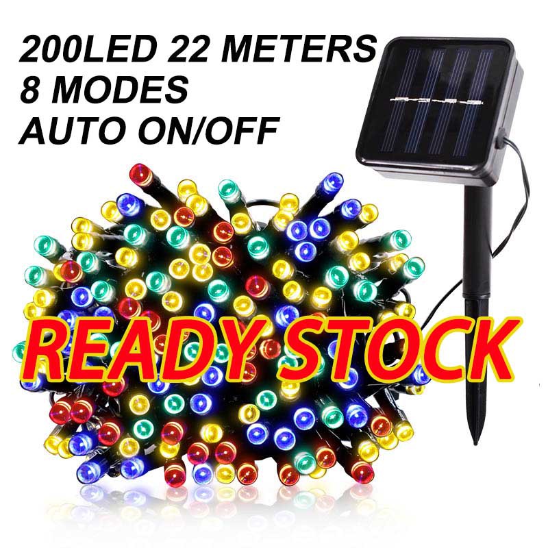 สายไฟ 200 Led 22M/73FT พลังงานแสงอาทิตย์ Diy กันน้ําสําหรับตกแต่งสวน | Shopee Thailand