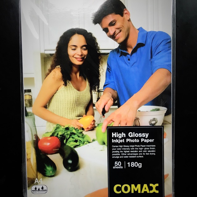 กระดาษปริ้นรูปHigh Glossy ขนาดA4 180g ยี่ห้อ Comax มีจำนวน 50 แผ่น | Shopee Thailand