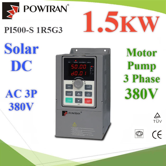 โซลาร์ อินเวอร์เตอร์ DC350-780V หรือ AC380V สำหรับมอเตอร์ 1.5KW 3Phase ...