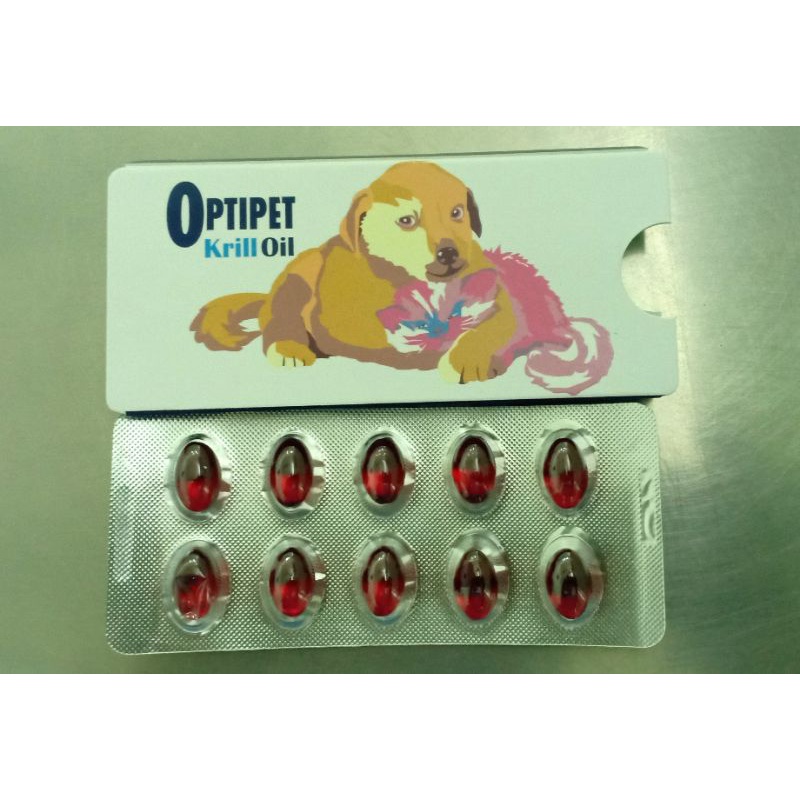 Optipet อาหารเสริม โอเมก้า น้ำมันกุ้ง Krill สำหรับ สุนัข และแมว 10 เม็ด ...