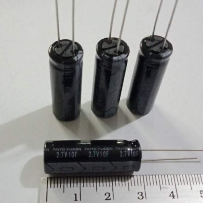 (แพ็ค12ตัว) 10F 2.7V (10ล้านไมโคร) ซุปเปอร์คาปาซิเตอร์ 10F2.7V ขนาด10x30มิล TAIYO YUDEN แท้-ใหม่ ...