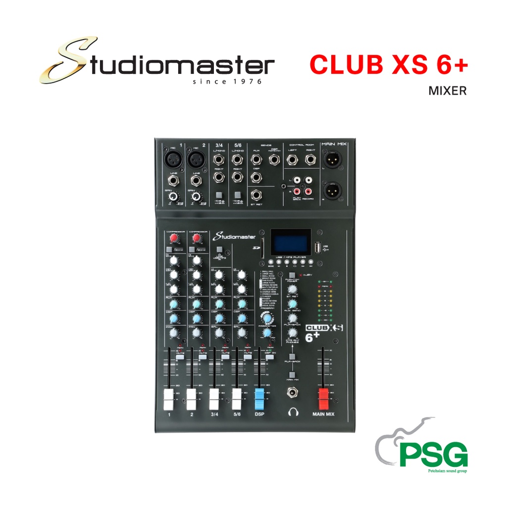 Studiomaster CLUB XS 6+ COMPACT MIXER 2 MIC INPUT, 2 STEREO | Shopee Thailand