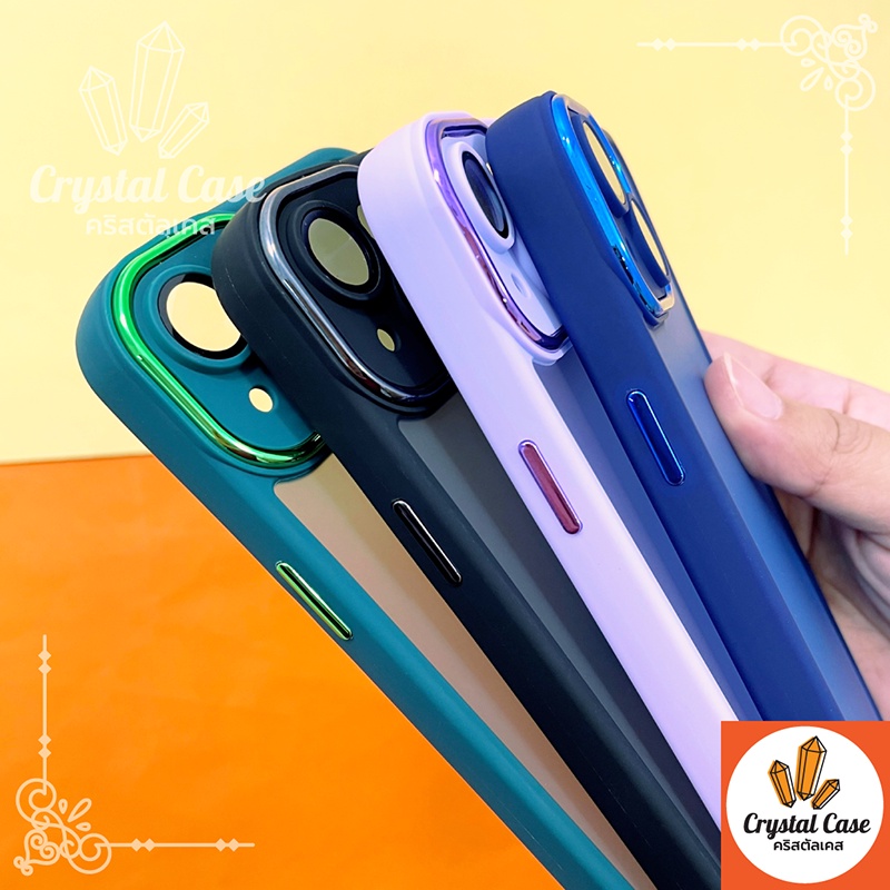 เคสขอบสีหลังขุ่นกันเลนส์กล้องoppo F9 A5s A12 A7 A15 A15s A16k A57 4g