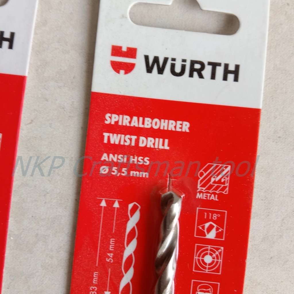 ดอกสว่านเจาะเหล็ก WURTH SPIRALBOHRER TWIST DRILL DIN338 HSS ขนาด 4MM ...