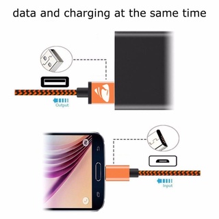 สายชาร์จ Mirco USB 1M/1.8M 1กล่องมี3เส้น (Pack of 3) สายผ้าถักแบบกลม ...