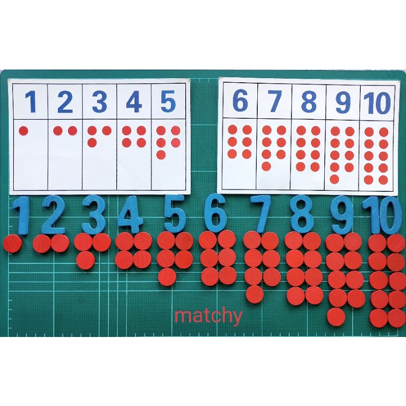 Montessori อุปกรณ์ มอนเตสซอรี่ มือสอง Math Cards and Counters ตัวเลข ...