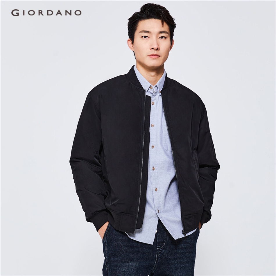 GIORDANO MEN Stand collar padded bomber jacket 01072684 | Shopee Thailand