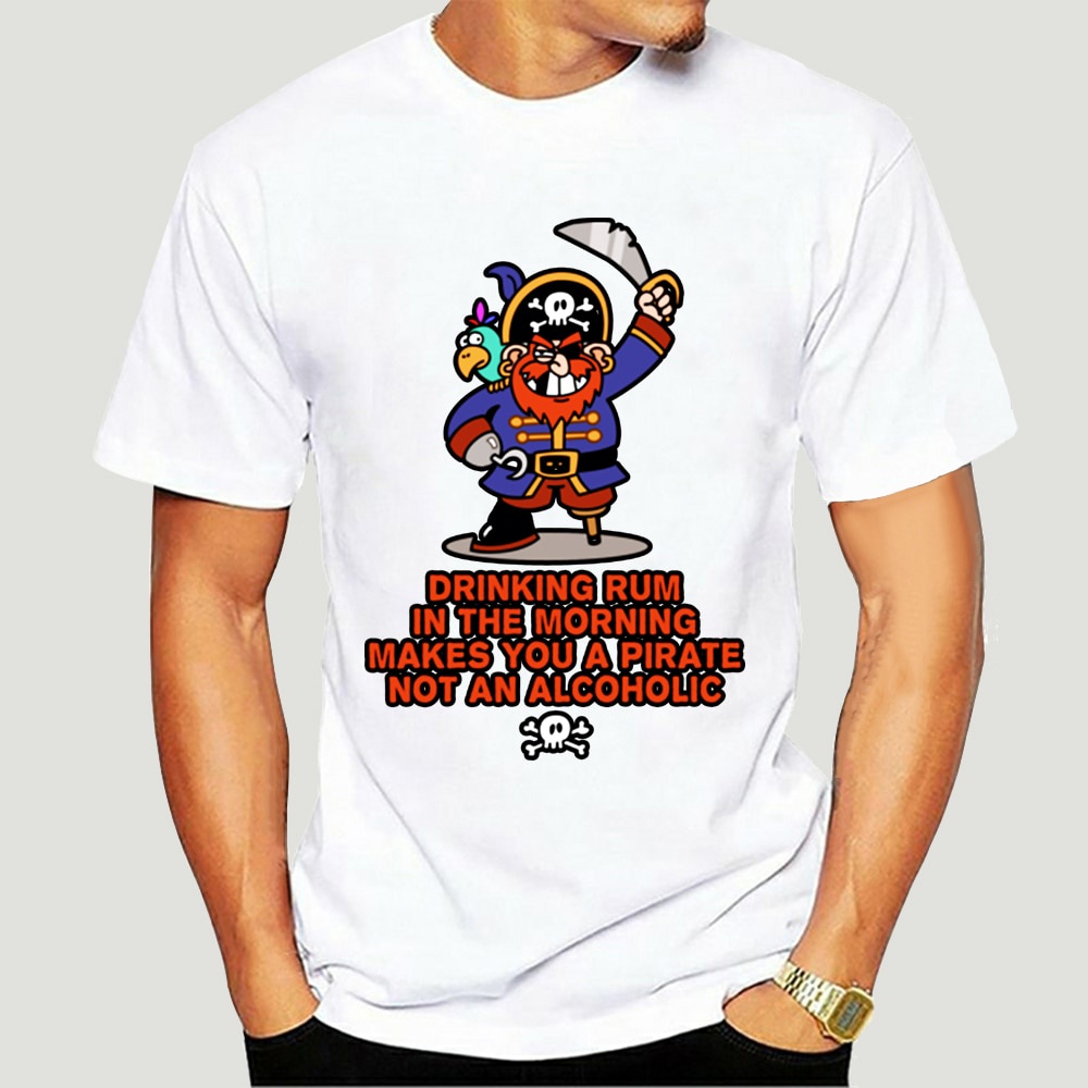 เสื้อยืดผ้าฝ้าย 100% พิมพ์ลาย Rum In The Morning Funny Pirate Parody ...