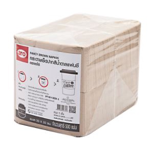 เอโร่ กระดาษเช็ดปากสีน้ำตาล ลายกาแฟ ขนาด 33x33cm หนา1ชั้น ยกแพ็ค 500 ...