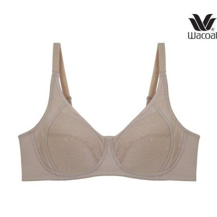 เสื้อใน Wacoal Basic Bra สีเบจ (BE) ไม่มีโครง Wireless Bra เต็มคัพ เก็บทรง 2 ตะขอ ฟองบาง วาโก้ บ ...