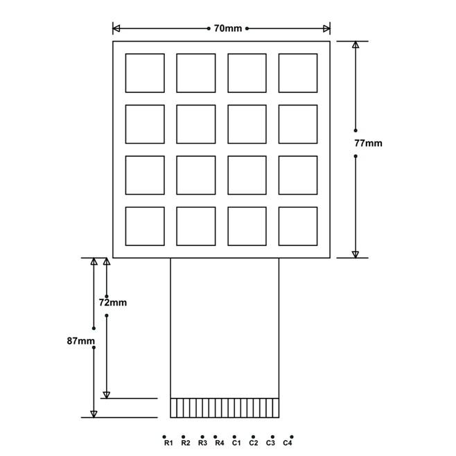 Keypad Matrix 4x4 Sticker Pad Arduino คีย์แพด แป้นตัวเลข แบบหลังกาว 4x4 ...