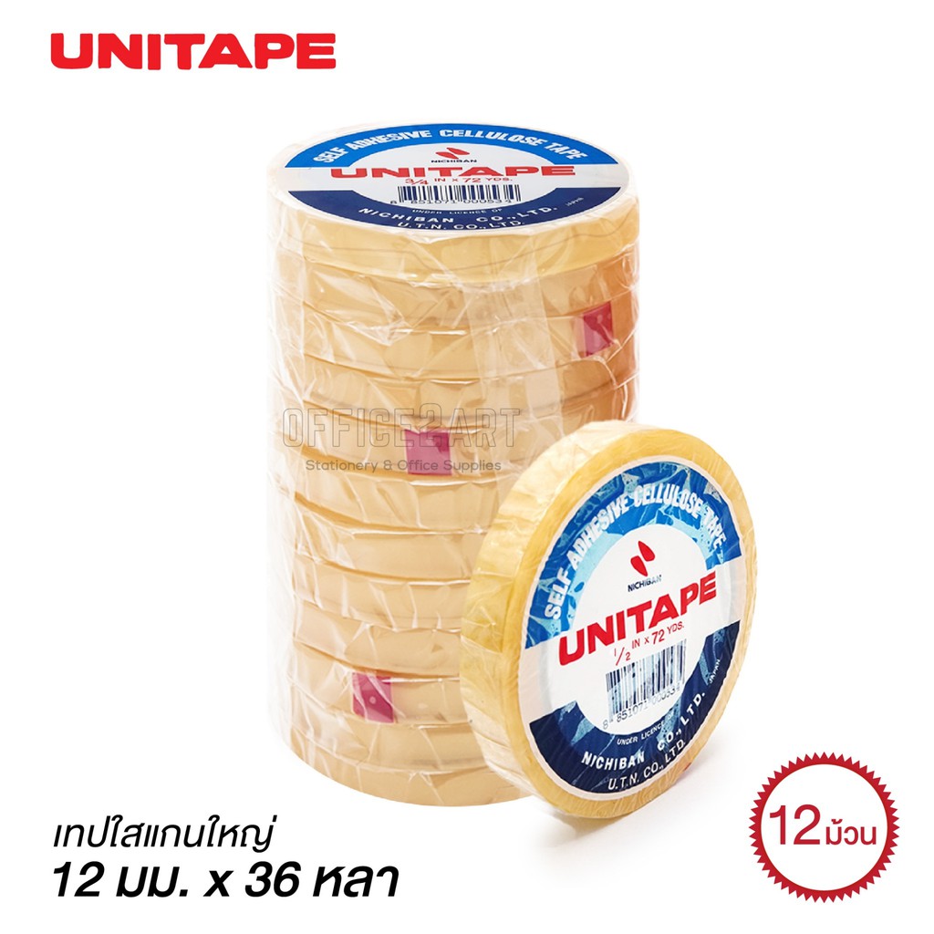 เทปใสแกนใหญ่ สก็อตเทป UNITAPE แกน 3 นิ้ว ยูนิ ขนาด 1 นิ้ว , 1/2 นิ้ว ...