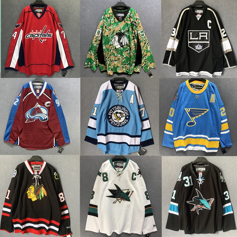 เสื้อยืดแขนยาว ปักลาย Nhl Hockey Jersey Hockey สไตล์ฮิปฮอป แฟชั่นเรโทร ...