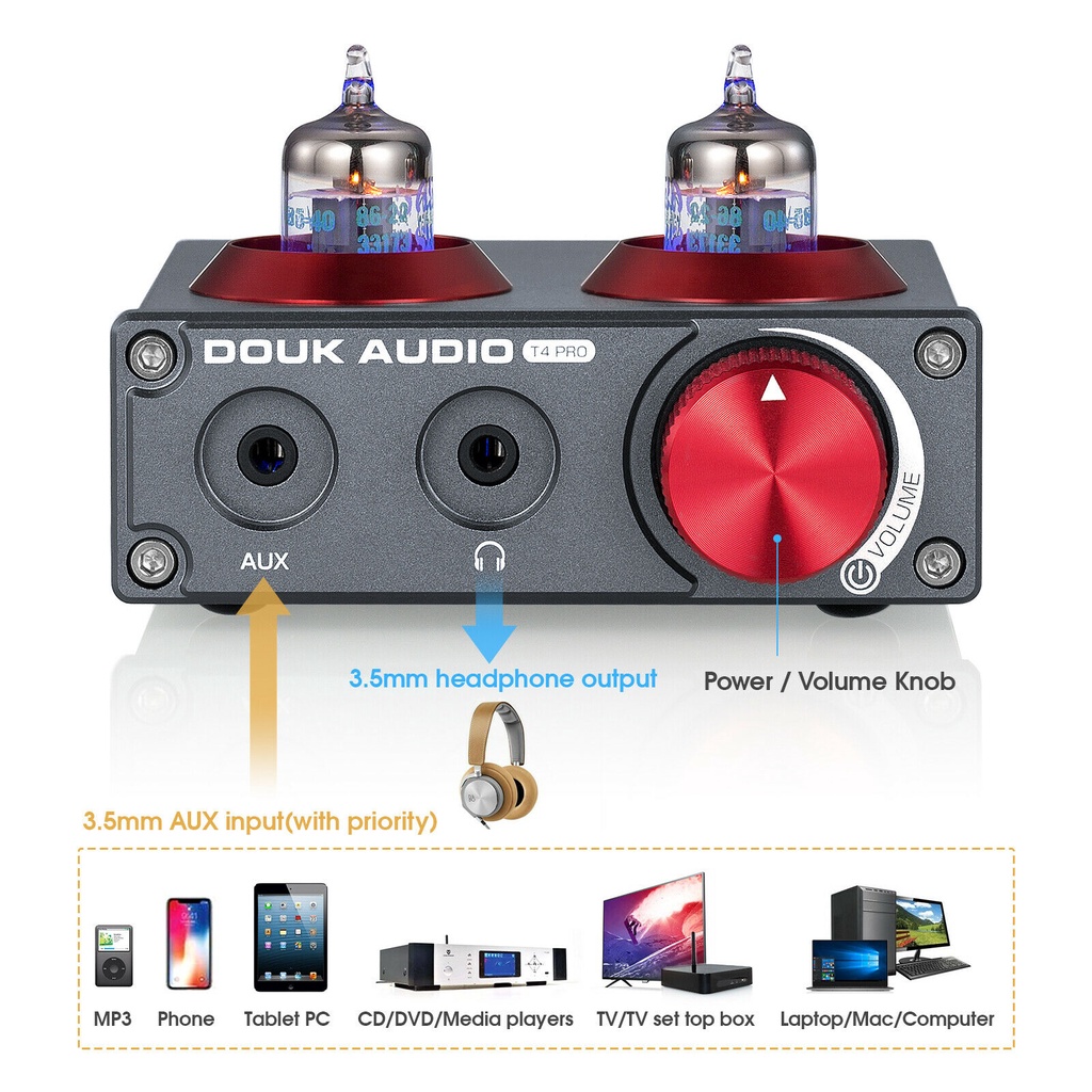 Douk Audio T4 PRO Mini 5654 หลอดสูญญากาศ พรีแอมป์ โฮมสเตอริโอ เครื่อง ...