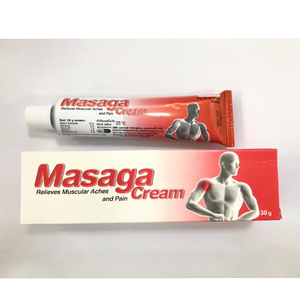 MASAGA CREAM มาสซาก้า ครีม ครีมสูตรร้อน บรรเทาอาการ ปวด เมื่อย เคล็ด ...