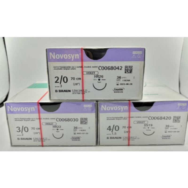 เข็มติดไหมละลาย Novosyn (เกรดเดียวกับ Vicryl) (B-Braun เยอรมัน)1กล่อง ...