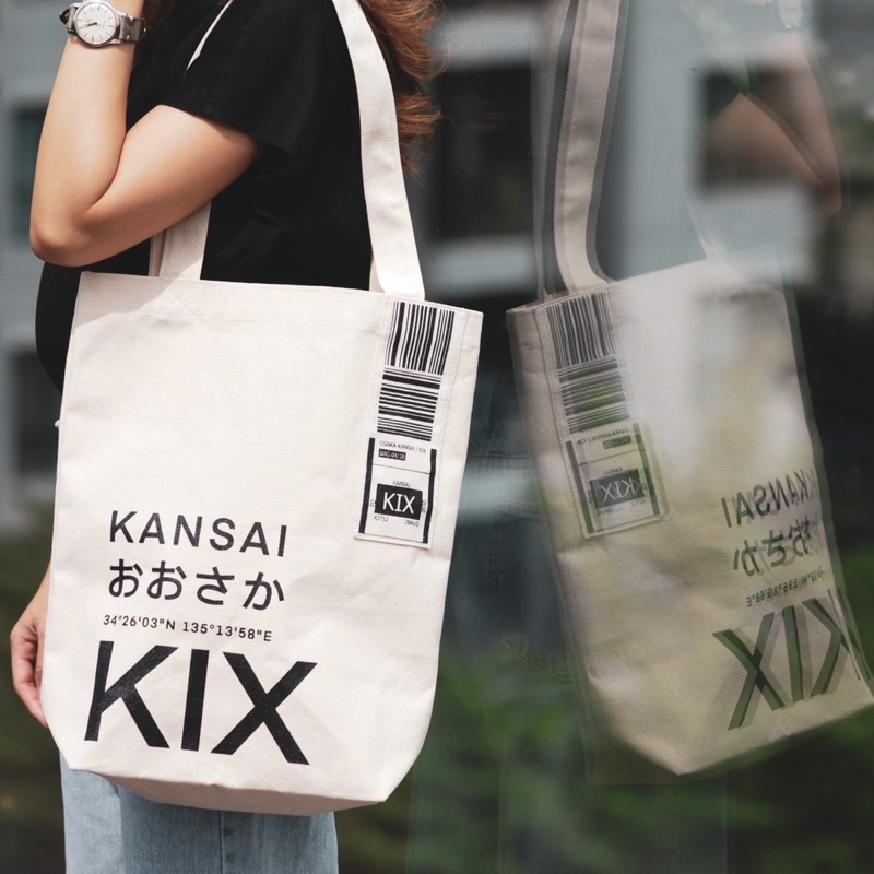 พร้อมส่ง ! กระเป๋าผ้าแคนวาส Canvas Tote Bag รุ่น Japan Edition ลายสนามบิน KIX Kansai NRT Narita ...
