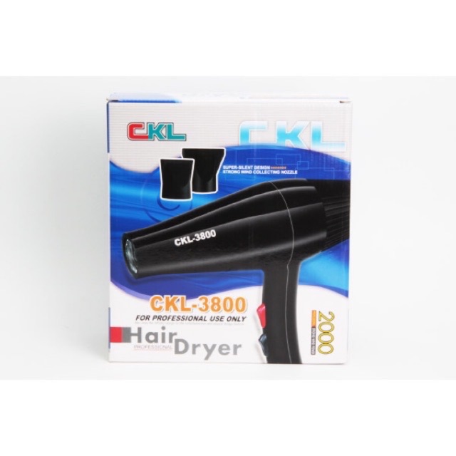 ไดร์เป่าผม รุ่น CKL3800 ลมแรง ทนทาน ไดร์อยู่ทรงสีดำ เครื่องเป่าผม ถนัดมือ เสียงเบา สำหรับช่าง ...