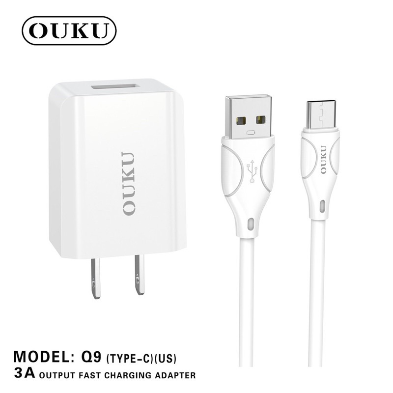ของแท้100%ชุดชาร์จ OUKU Q9 ชาร์จเร็ว 3A 1USB FAST CHARGE หัวชาร์จ+ สาย ยาว1เมตร Micro/TYPE C/iP ...