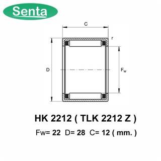 HK2212 ตลับลูกปืนเม็ดเข็ม แบริ่งเม็ดเข็ม needle ขนาด ใน22 นอก28 หนา12 ...