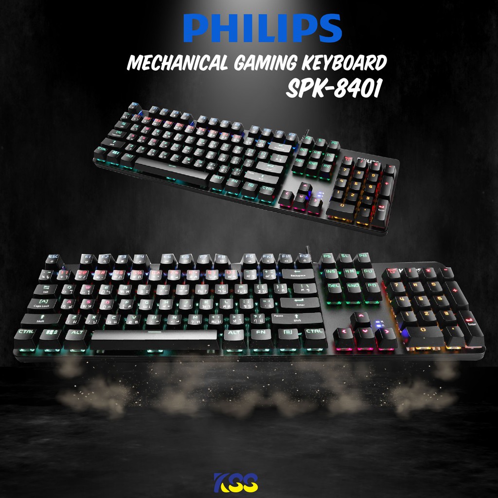 คีบอร์ดเกมมิ่ง PHILIPS SPK-8401 Blue Switch Mechanical Keyboard RGB ...