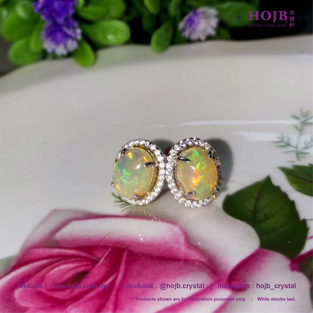 HOJB เอธิโอเปีย Hydrophane 5A Rainbow Opal S925 เงินต่างหู 10x8 มม.สาย fini 5A โอปอล S925 เงิน ...