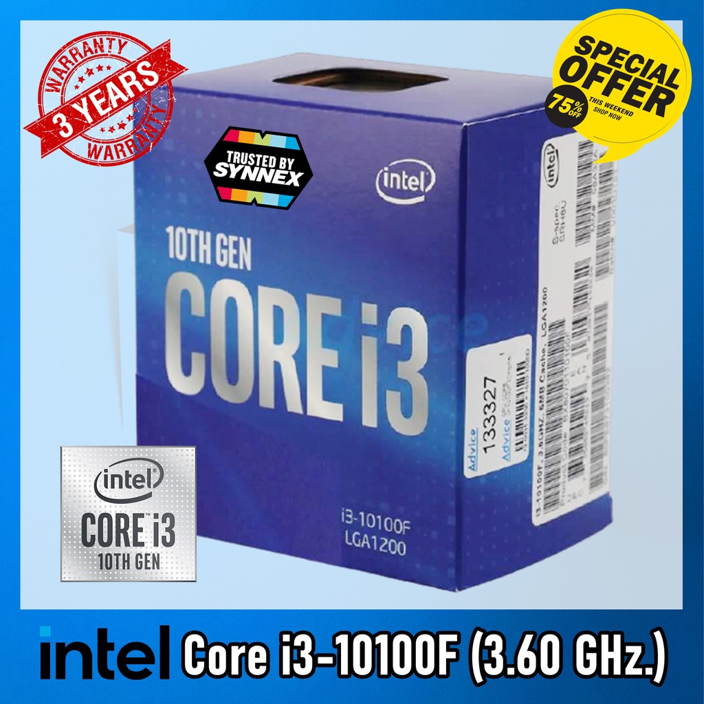 INTEL Core i3-10100F (3.60 GHz.) 4 Core / 8 Thread | Gen 10 th. (สินค้า ...