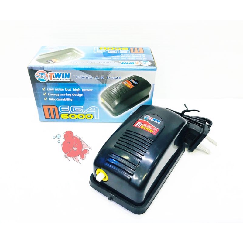 ปั๊มลม ปั๊มออกซิเจน ทวิน เมก้า Twin Mega 6000 ปั๊มลม 1ช่อง สามารถปรับแรงเบาได้ | Shopee Thailand