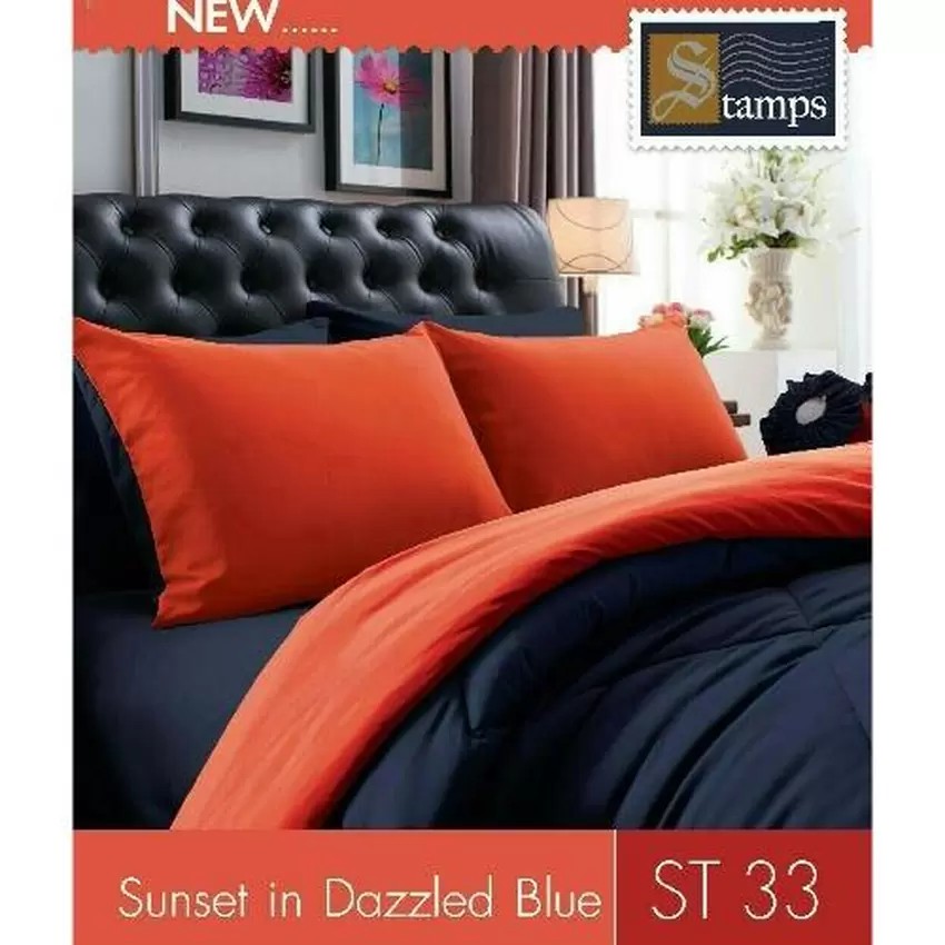 ชุดผ้าปูที่นอนสีทูโทน ไม่รวมผ้านวม ลาย ST33 (สีกรมท่า) | Shopee Thailand