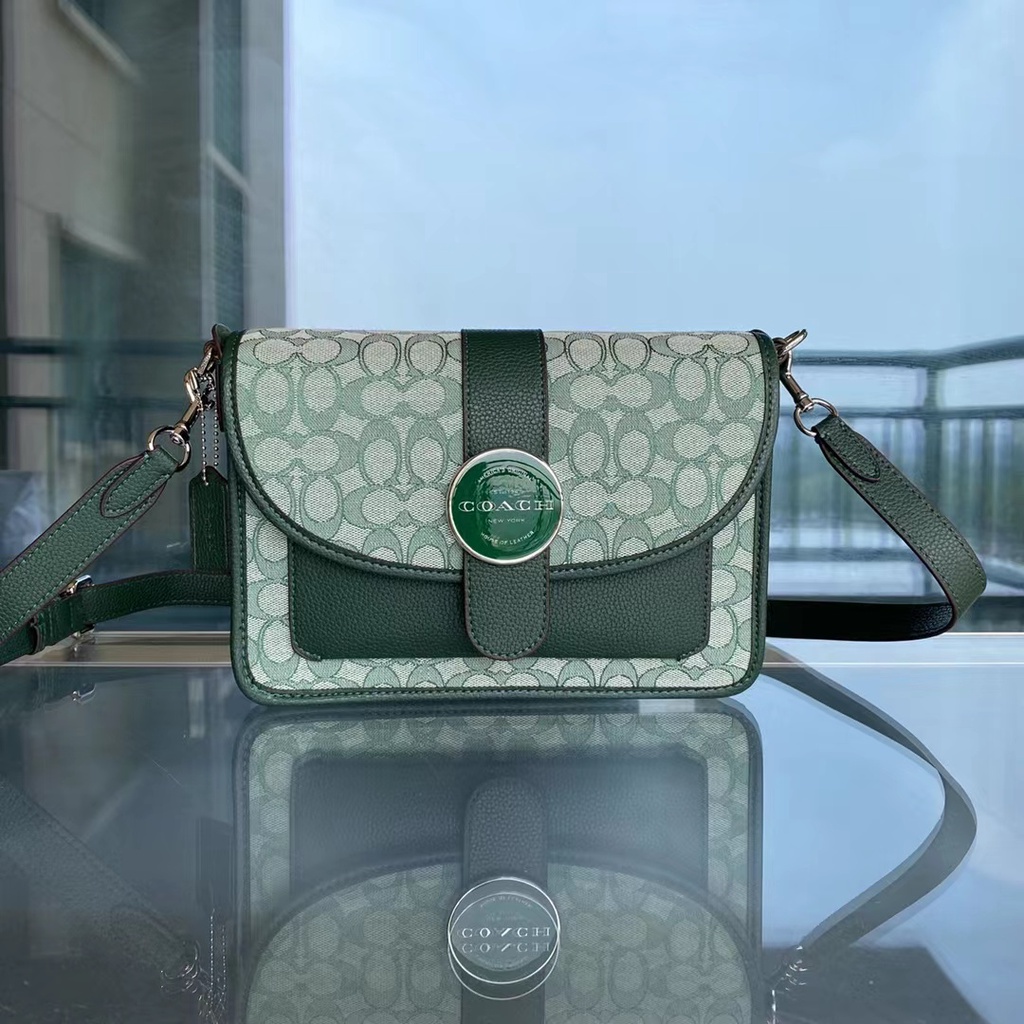 COACH C8307 ผู้หญิงจัดส่งฟรี ผู้สื่อสาร กระเป๋าแคนวาสโลโก้ กระเป๋าสะพาย ...