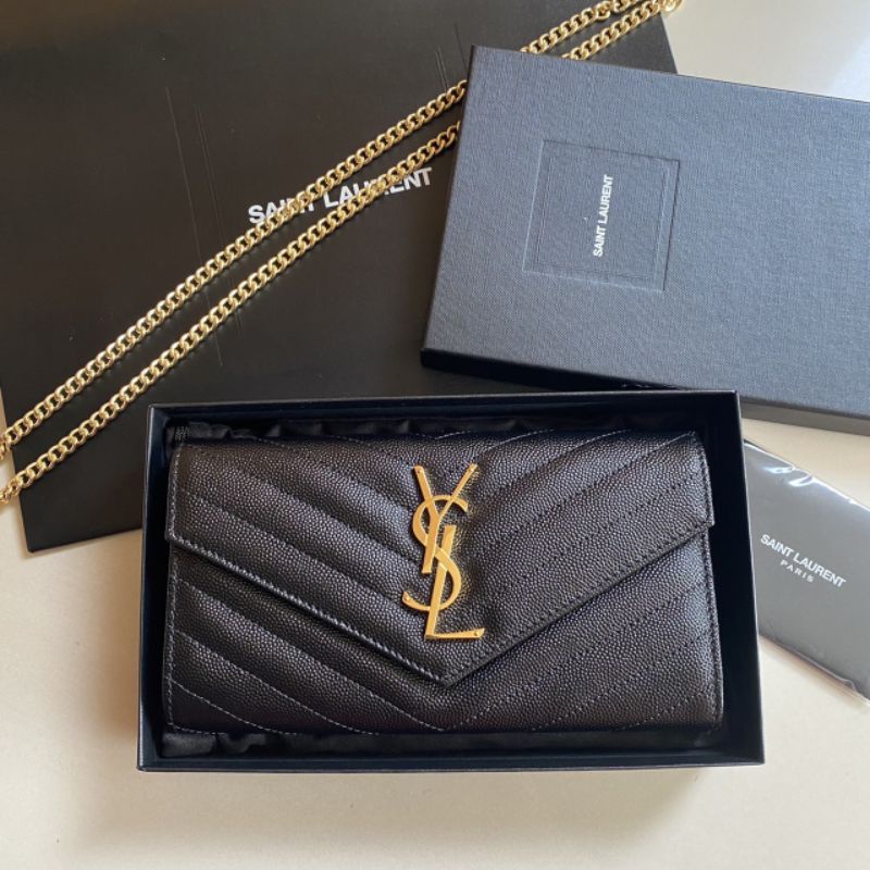New ysl long wallet ปี21อปก: กล่อง การ์ด ถุงผ้า ถุงกระดาษ แถมโซ่ยาว ...