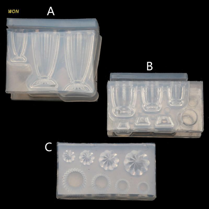 DIY Glass Bottle Resin Mold Goblet Cup Simulated Mini Cake Silicone ...