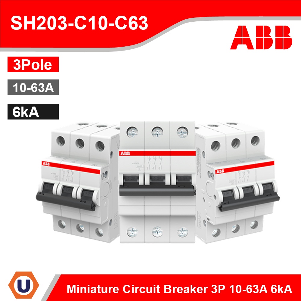 ABB เซอร์กิตเบรกเกอร์ 3P, 6kA รุ่น SH203-C32 3P 10A/16A/20A/25A/32A/40/50A/63A สั่งซื้อได้ที่ ...