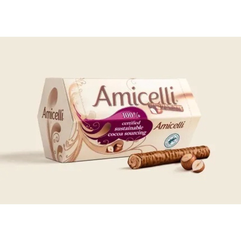 Amicelli Wafer Rolls Hazelnut Cream Milk Chocolate ช๊อคโกแลต โรล มี 2 ...