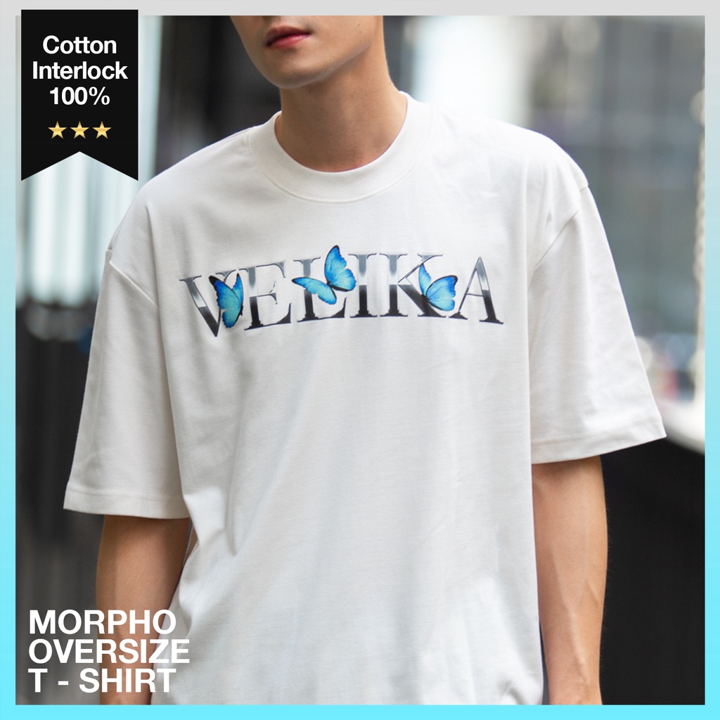 เสื้อ Oversize - "Morpho" (Off White) | Velika | Shopee Thailand