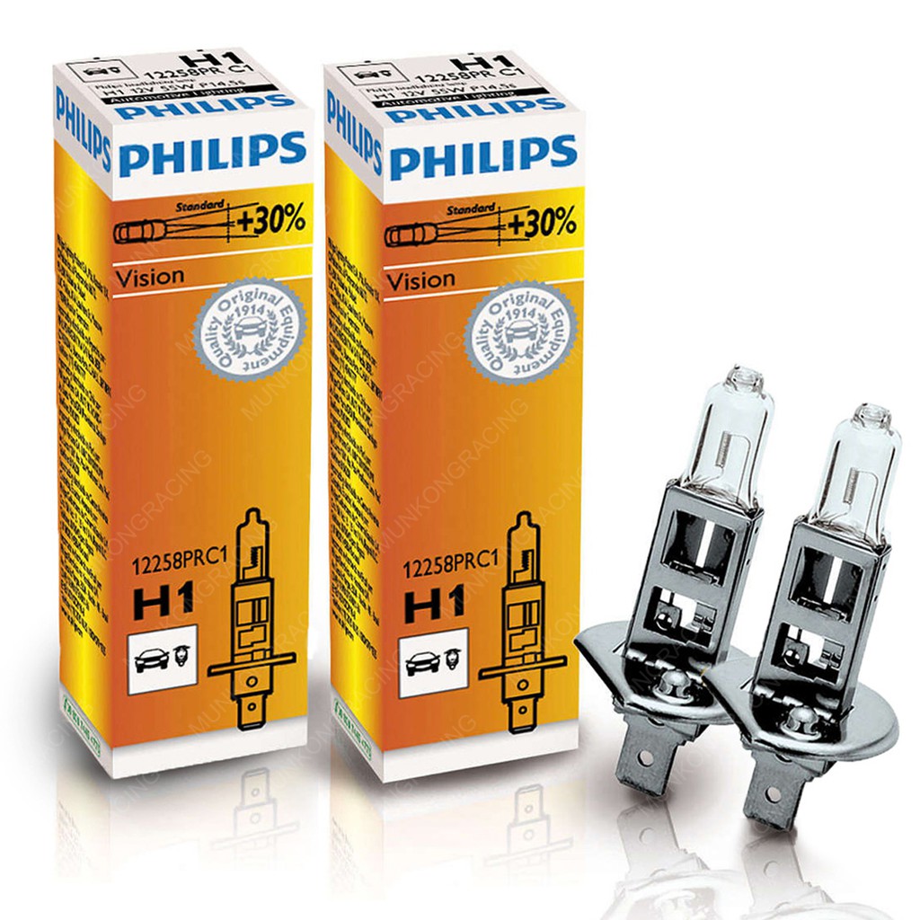 🔥ของแท้ราคาถูกที่สุด หลอดไฟ PHILIPS premium vision +30% หลอดไฟหน้า H1 ...