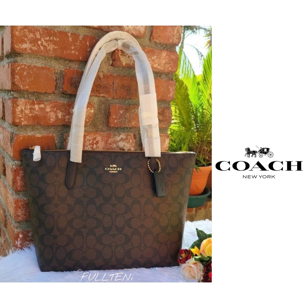 Coachแท้ Outlet Zip Tote ลาย C signature รุ่น 4455 (มี 2 สี สีกาแฟ, สี ...
