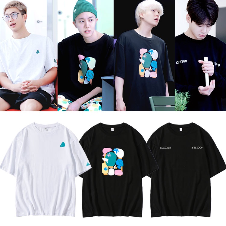 KPOP BTS IN THE SOOP เดียวกันผ้าฝ้ายแขนสั้นเสื้อยืดพลัสขนาดผู้ชายและ ...