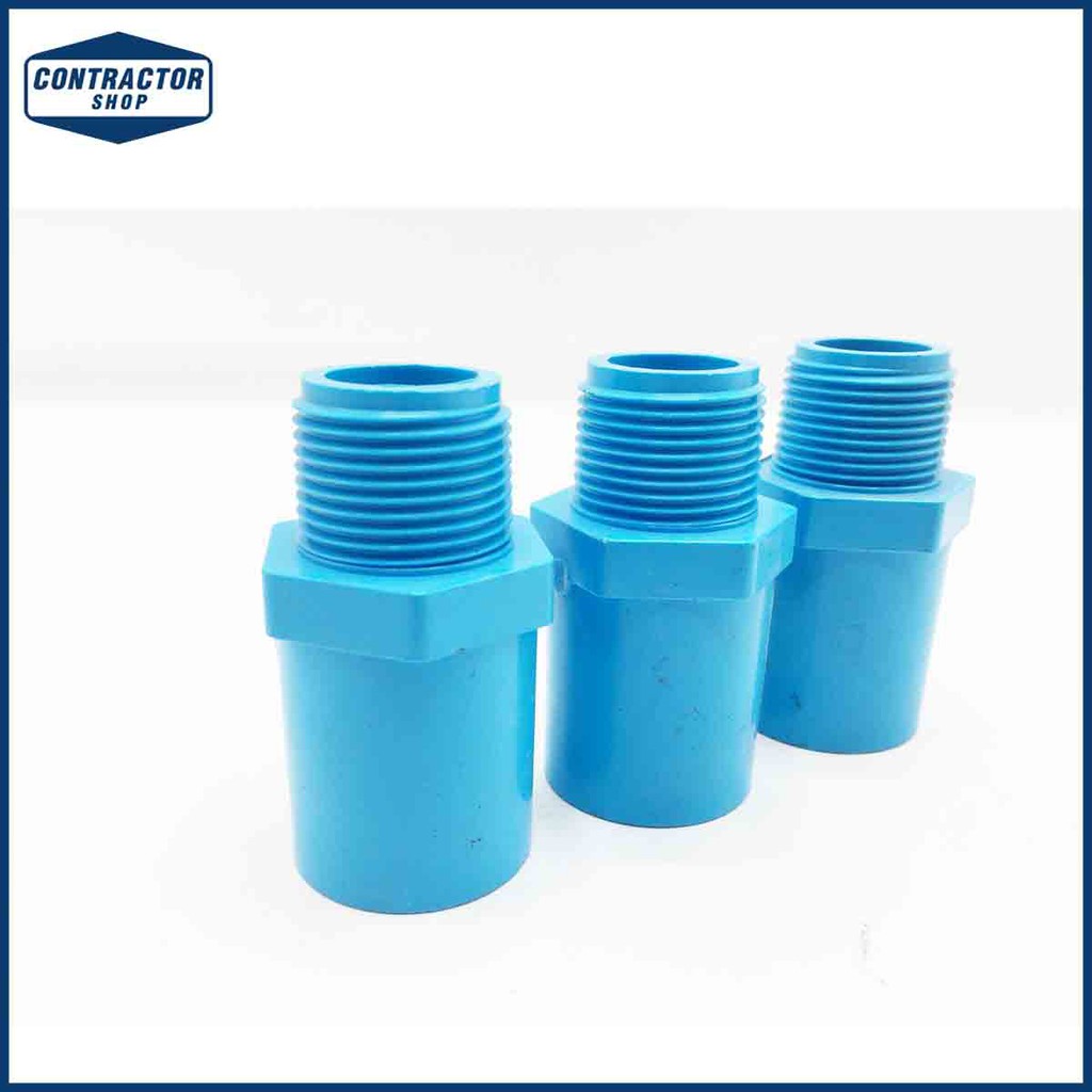 ข้อต่อ ตรง PVC พีวีซี เกลียวนอก หนา-ฟ้า ตราช้าง ขนาด 3/4" #VALVE SOCKET-WS B (10ตัว/แพค ...