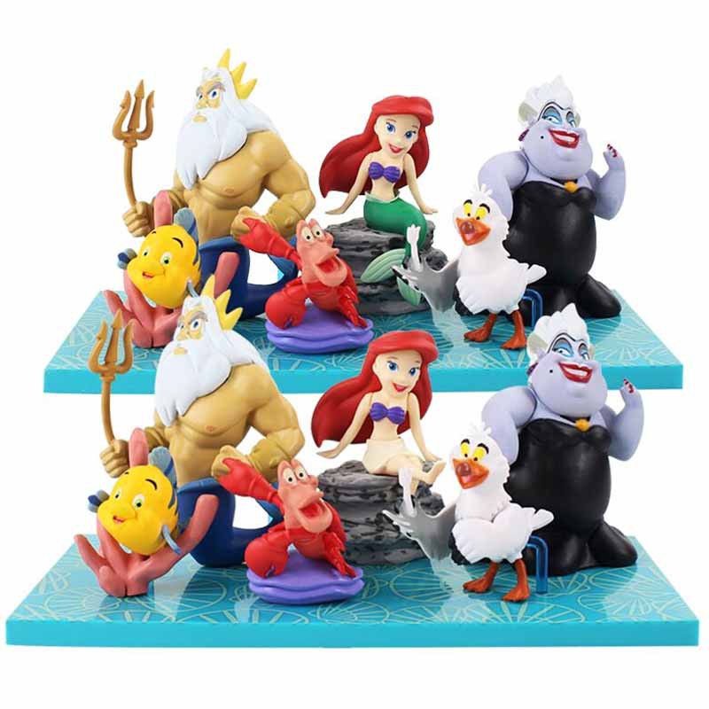 6 ชิ้น/เซ็ตเจ้าหญิงตัวเลข Little Mermaid Ariel Sebastian Flounder Fish ...