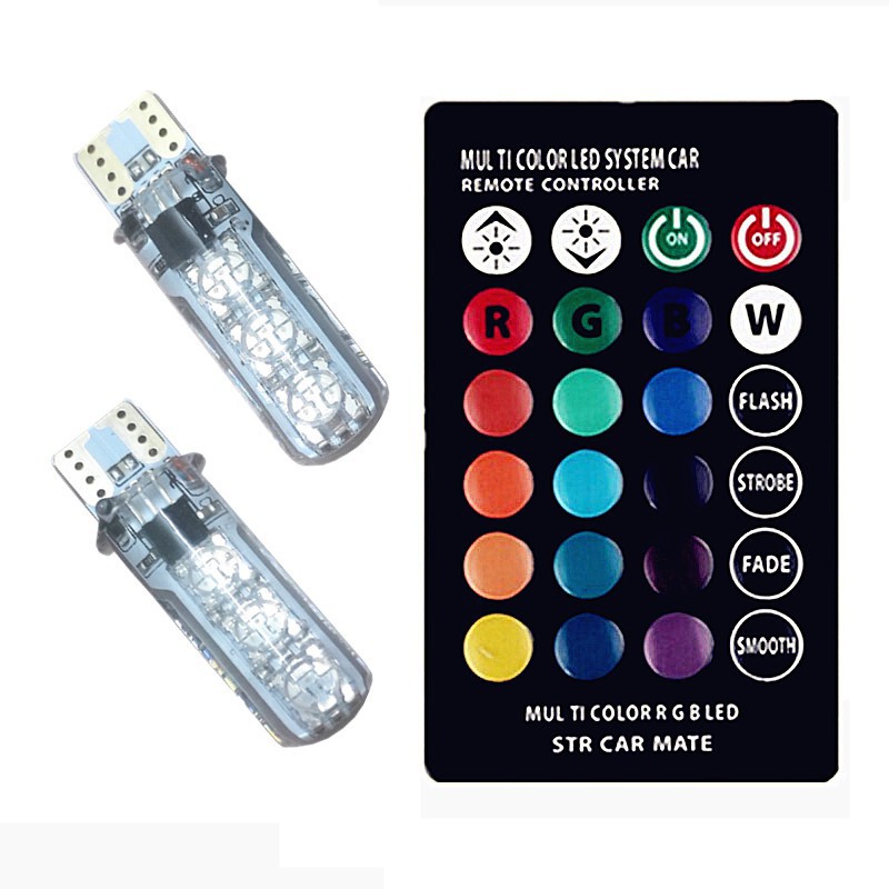T10 5050 หลอดไฟ LED สีอ่อน RGB รีโมทคอนโทรล 6SMD ลิ่ม | Shopee Thailand