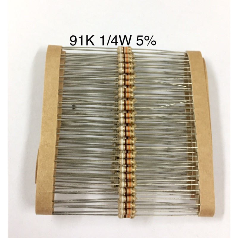 100ชิ้น 91K 1/4W 5% Resistor ตัวต้านทาน 91 กิโลโอห์ม 1/4 วัตต์ ความความ ...